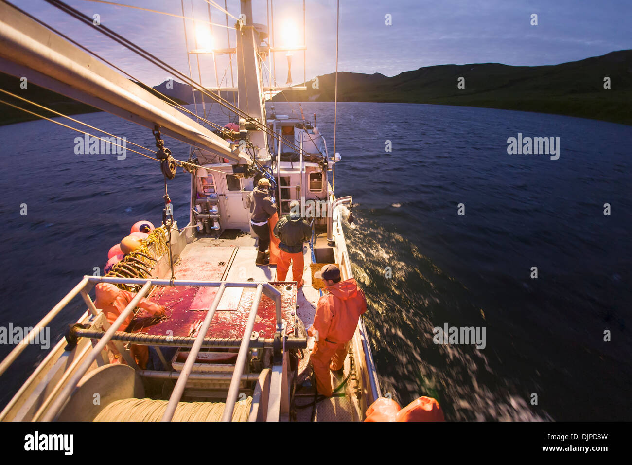 Cleaning Up After A Day Of Commercial Halibut Longline Fishing In ...