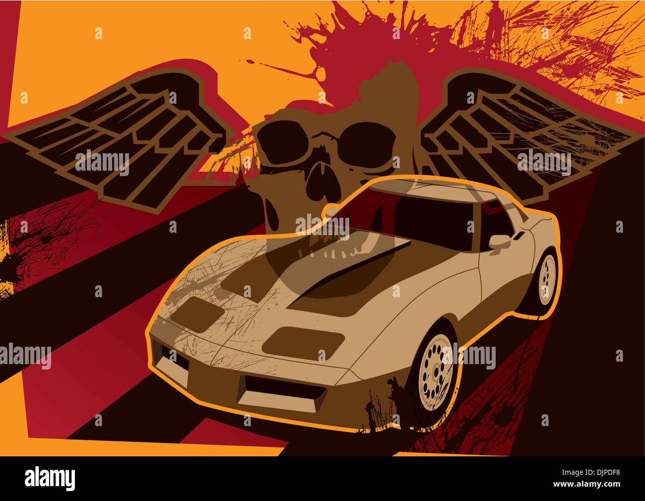 Retro Grunge Poster With Car Stock Vector Image & Art - Alamy