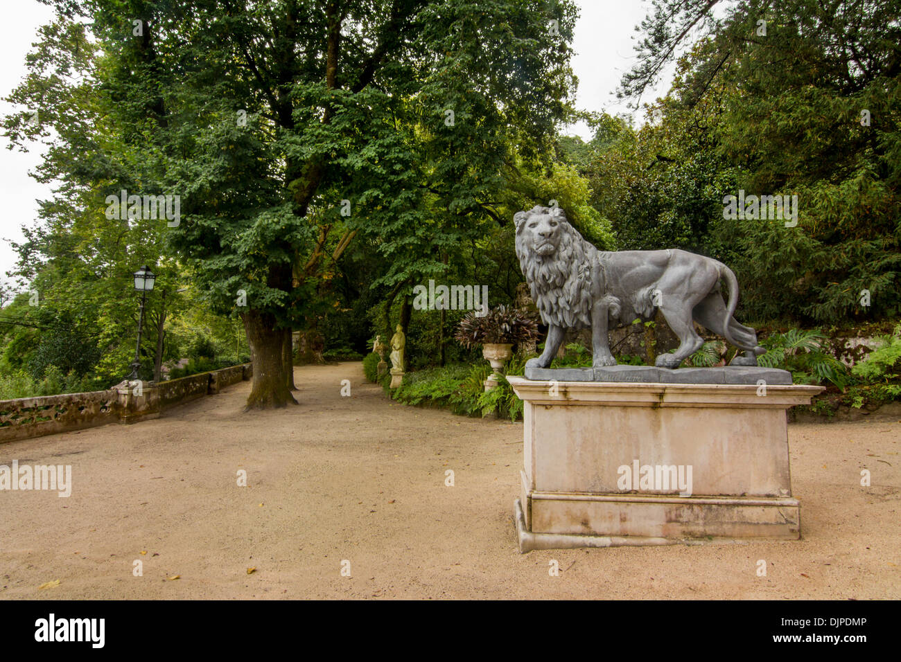 View of one of the beautiful statues located on, Quinta da Regaleira ...
