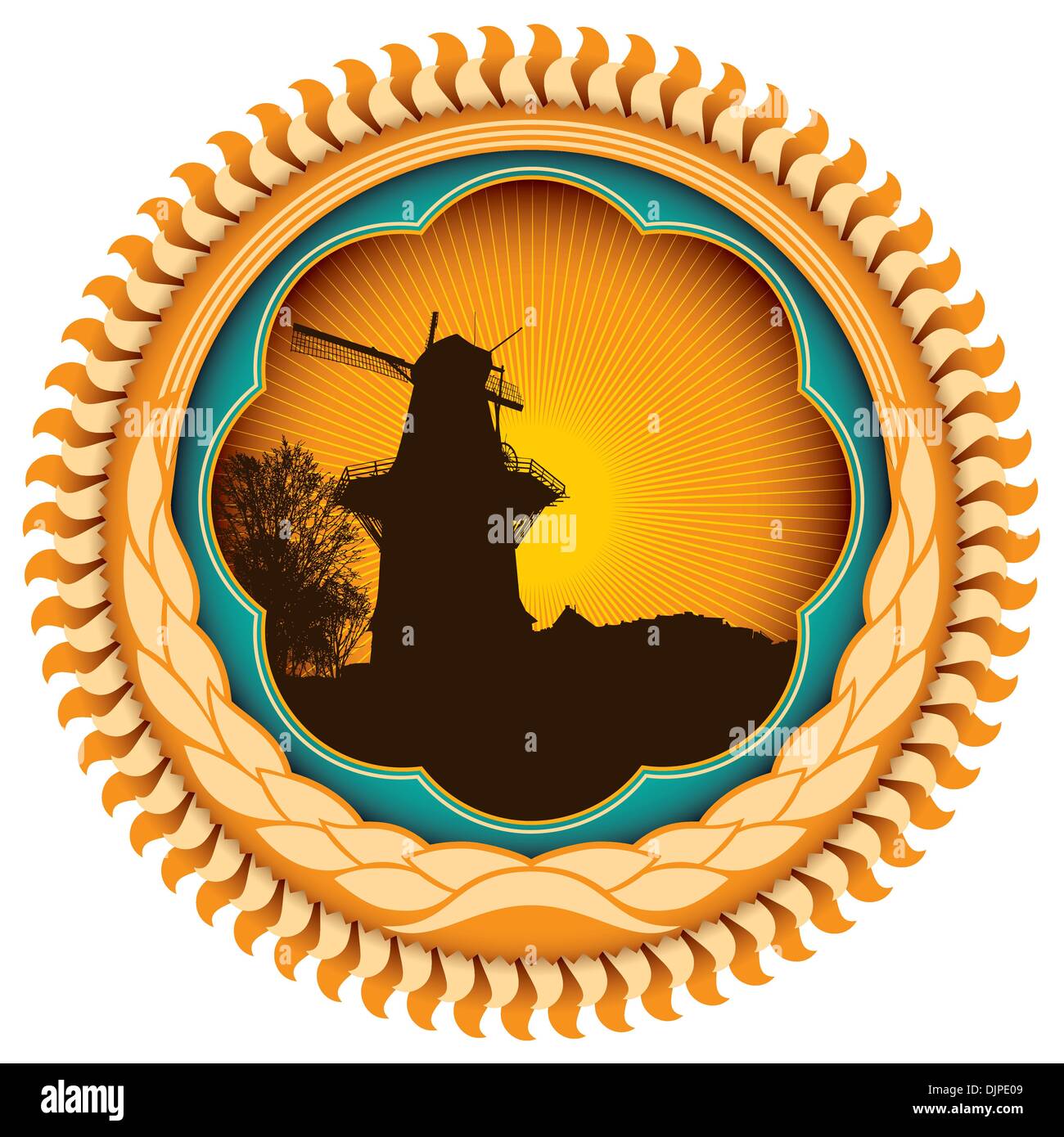 Stylish vintage label with windmill Stock Vector Image & Art - Alamy