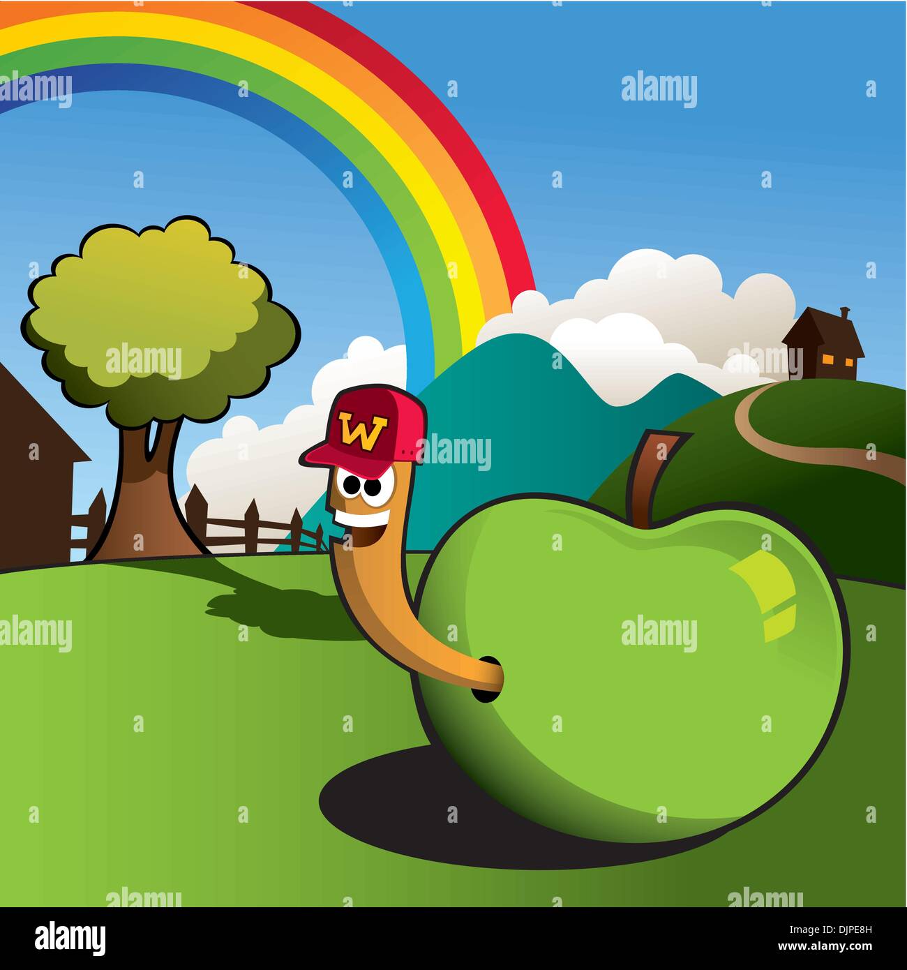 Village background with funny worm Stock Vector Image & Art - Alamy