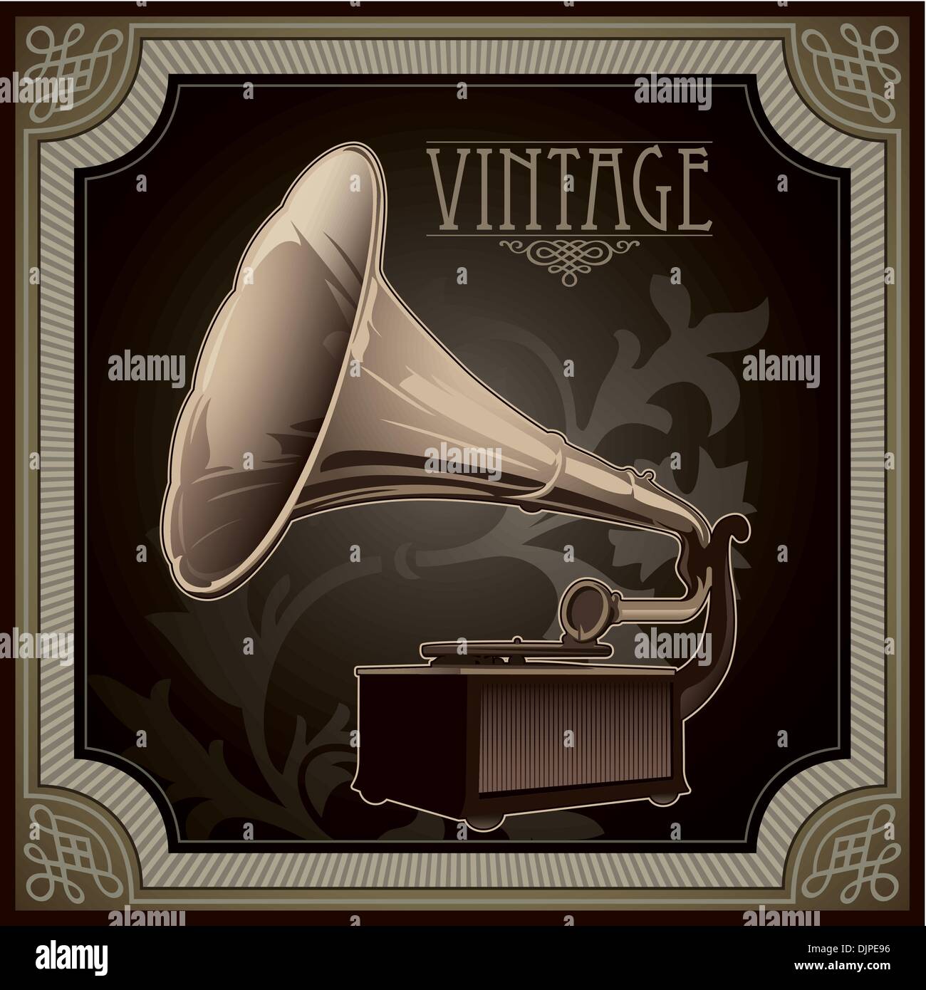 Vintage background with old gramophone Stock Vector Image & Art - Alamy