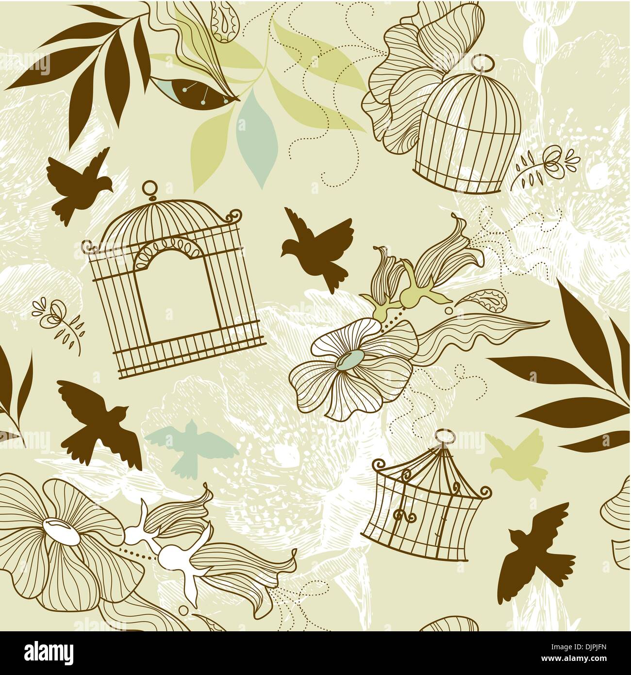 Vintage wallpaper canary Stock Vector Images - Alamy