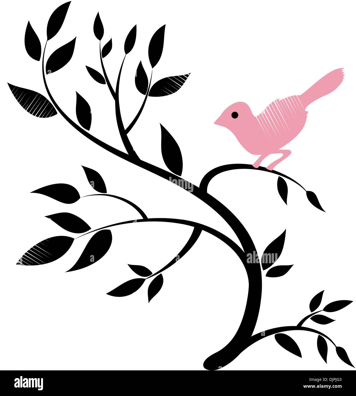 Simple Tree Silhouette With Bird