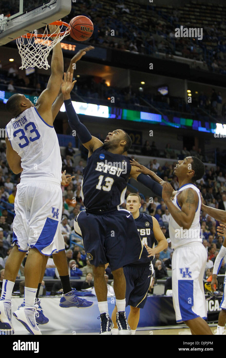 Mar. 18, 2010 - New Orleans, Kentucky, USA - UK's Daniel Orton blocked ...