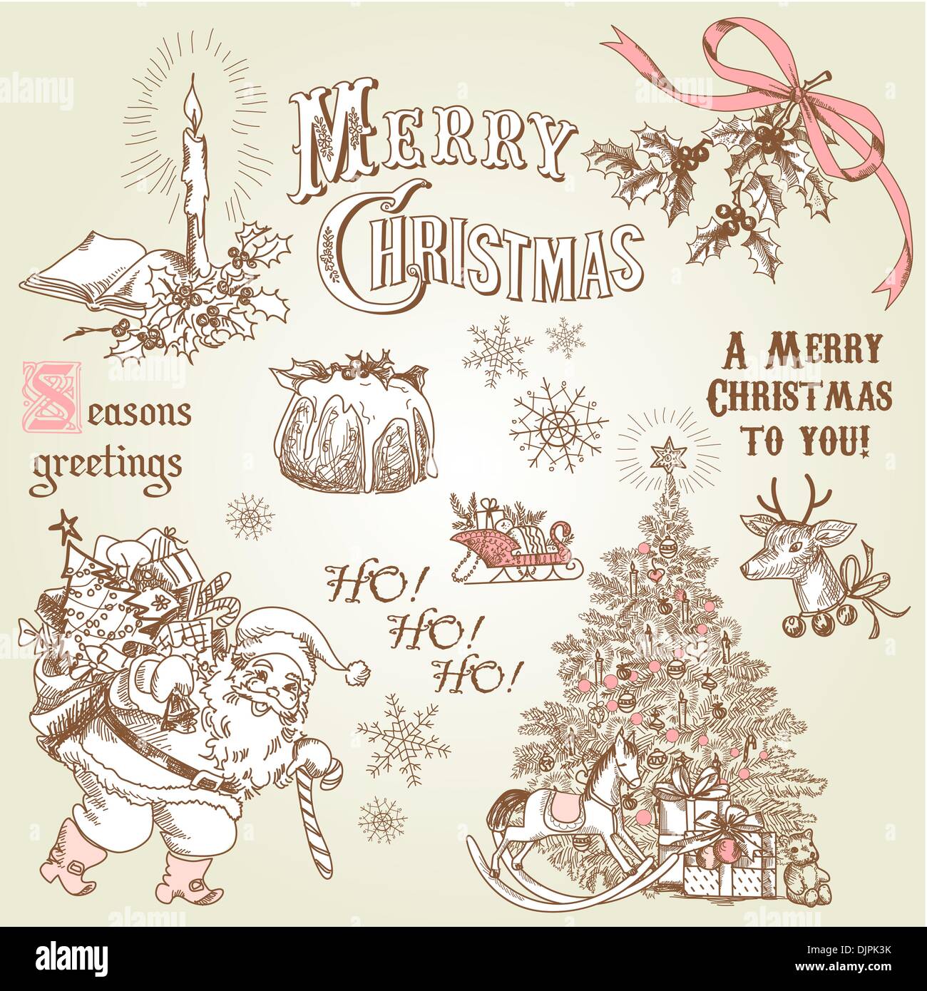Vintage christmas doodles Stock Vector Image & Art - Alamy