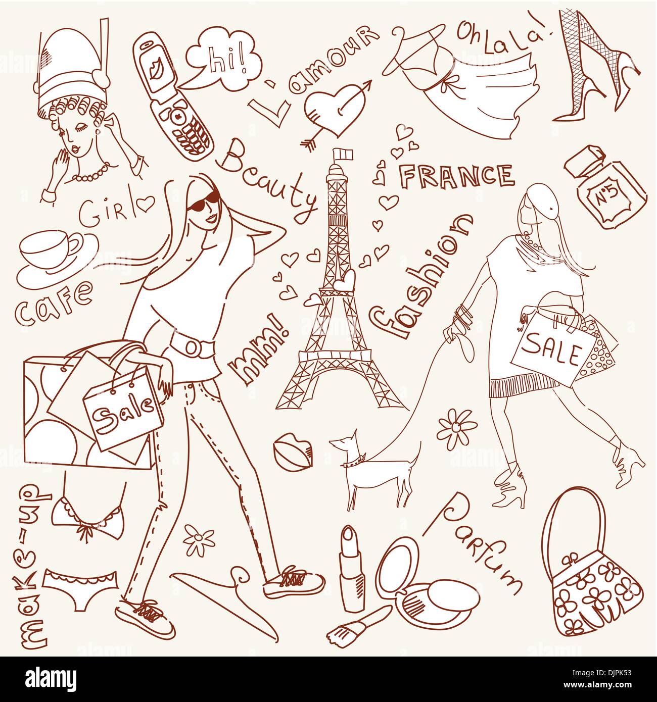 Sightseeing in Paris doodles Stock Vector Image & Art - Alamy