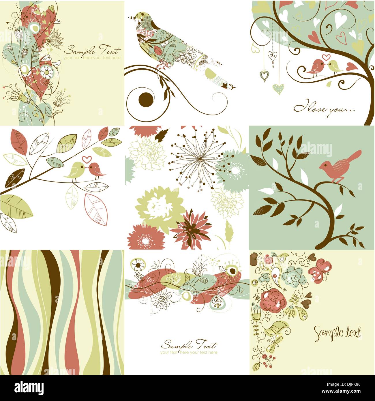 Bird greeting cards image Stock Vector Images - Alamy