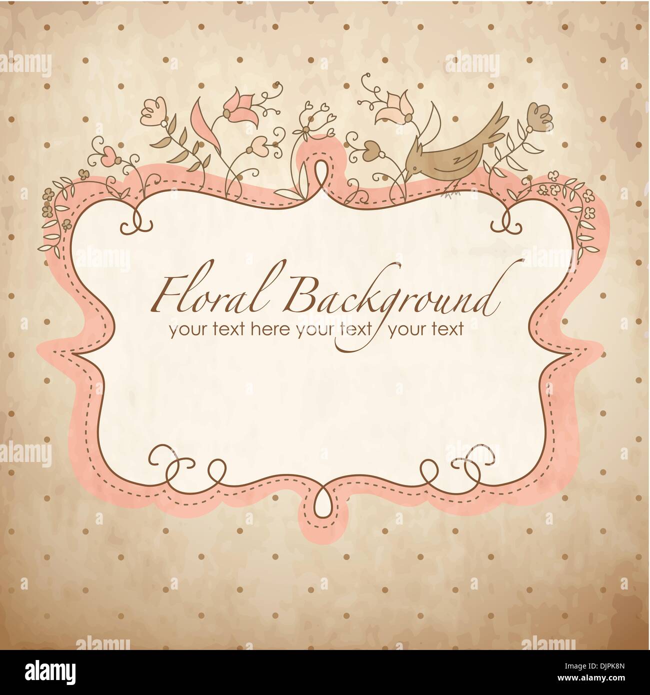 Vector floral frame with a bird Stock Vector Image & Art - Alamy