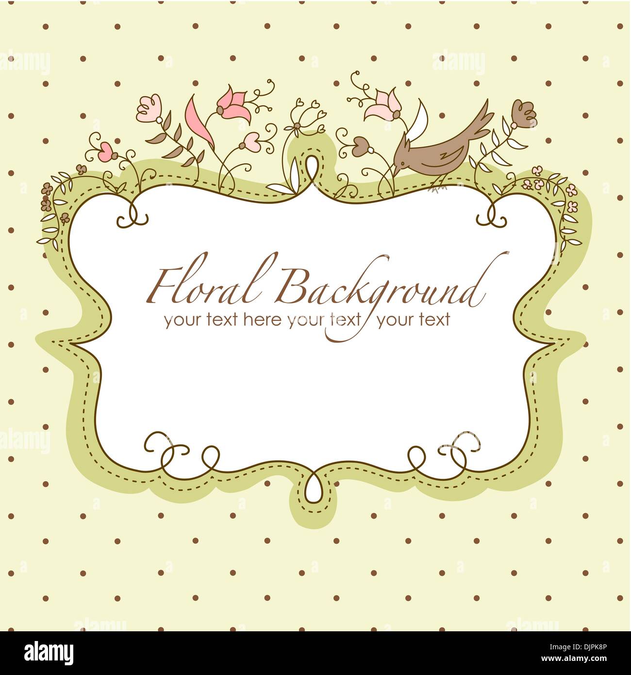 Vector floral frame with a bird Stock Vector Image & Art - Alamy