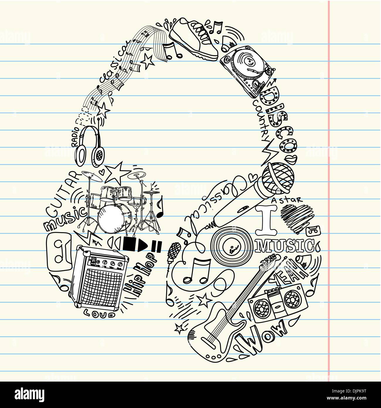 Boy listen to music Stock Vector Images - Alamy