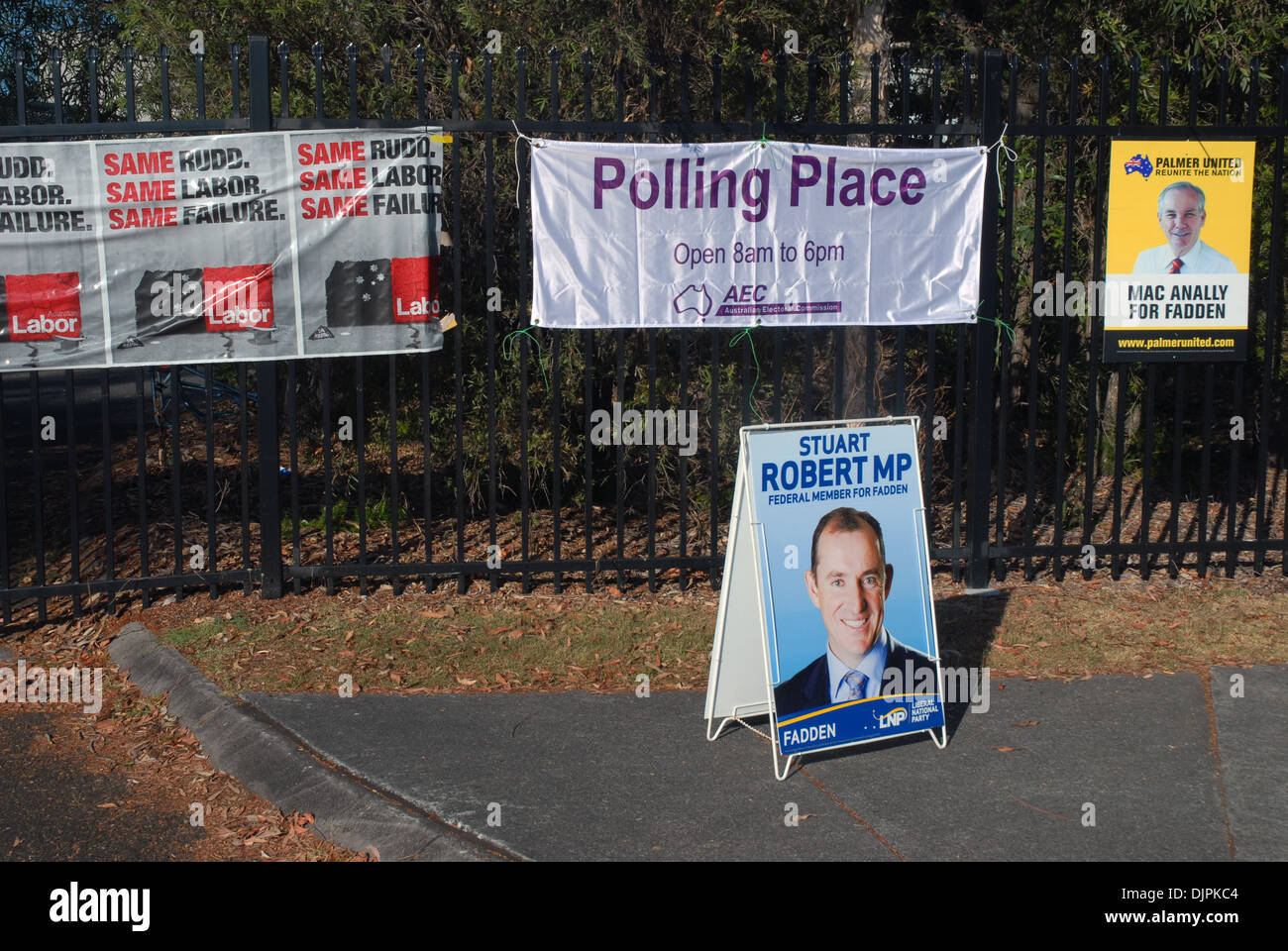 Election posters outside Helensvale High School as part of Australian ...