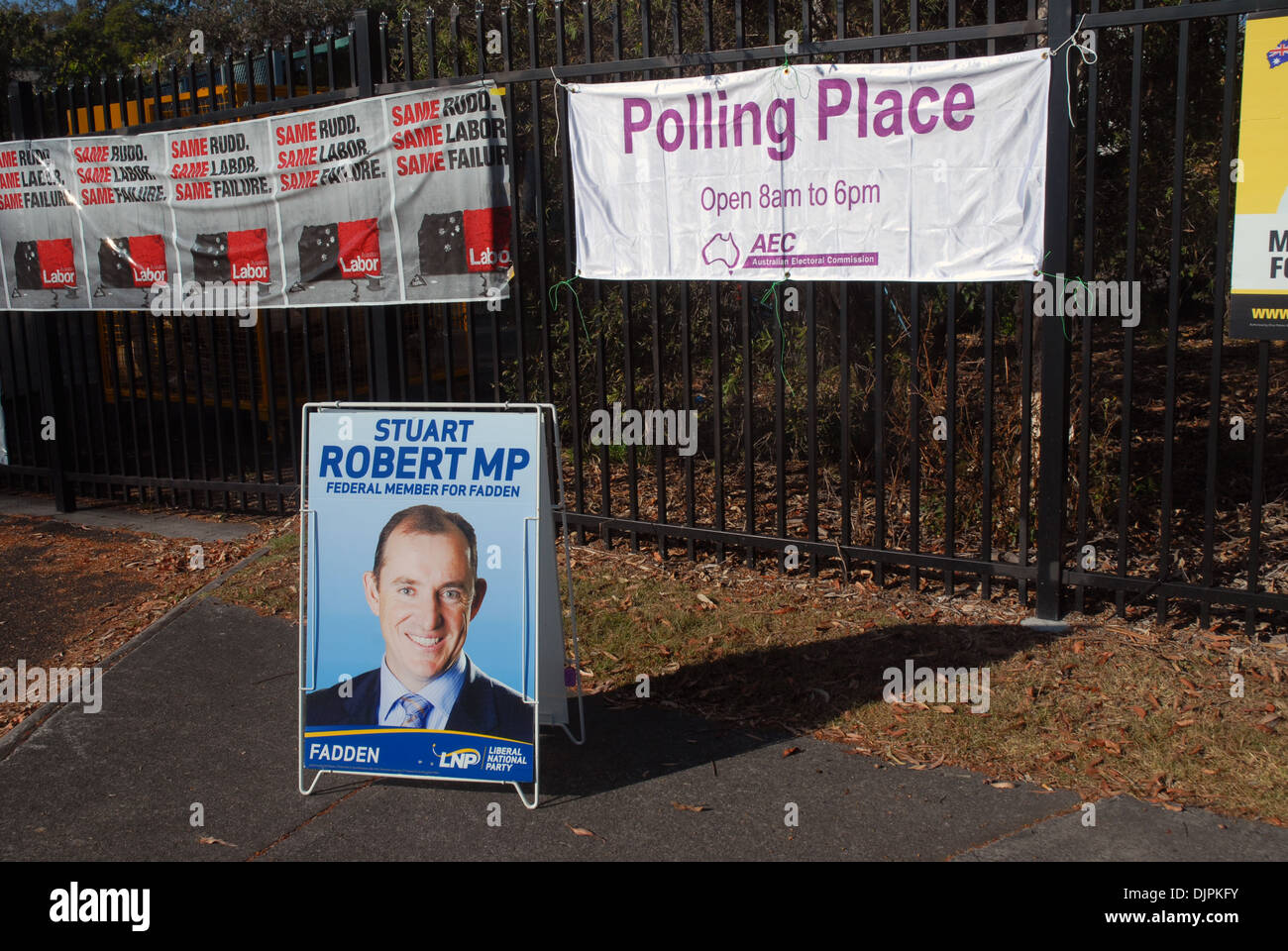 Election posters outside Helensvale High School as part of Australian ...