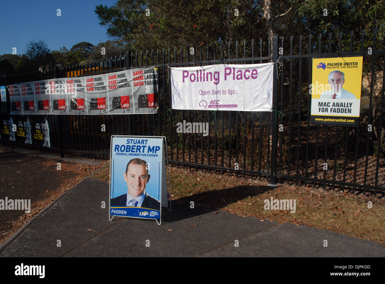 Election posters outside Helensvale High School as part of Australian ...