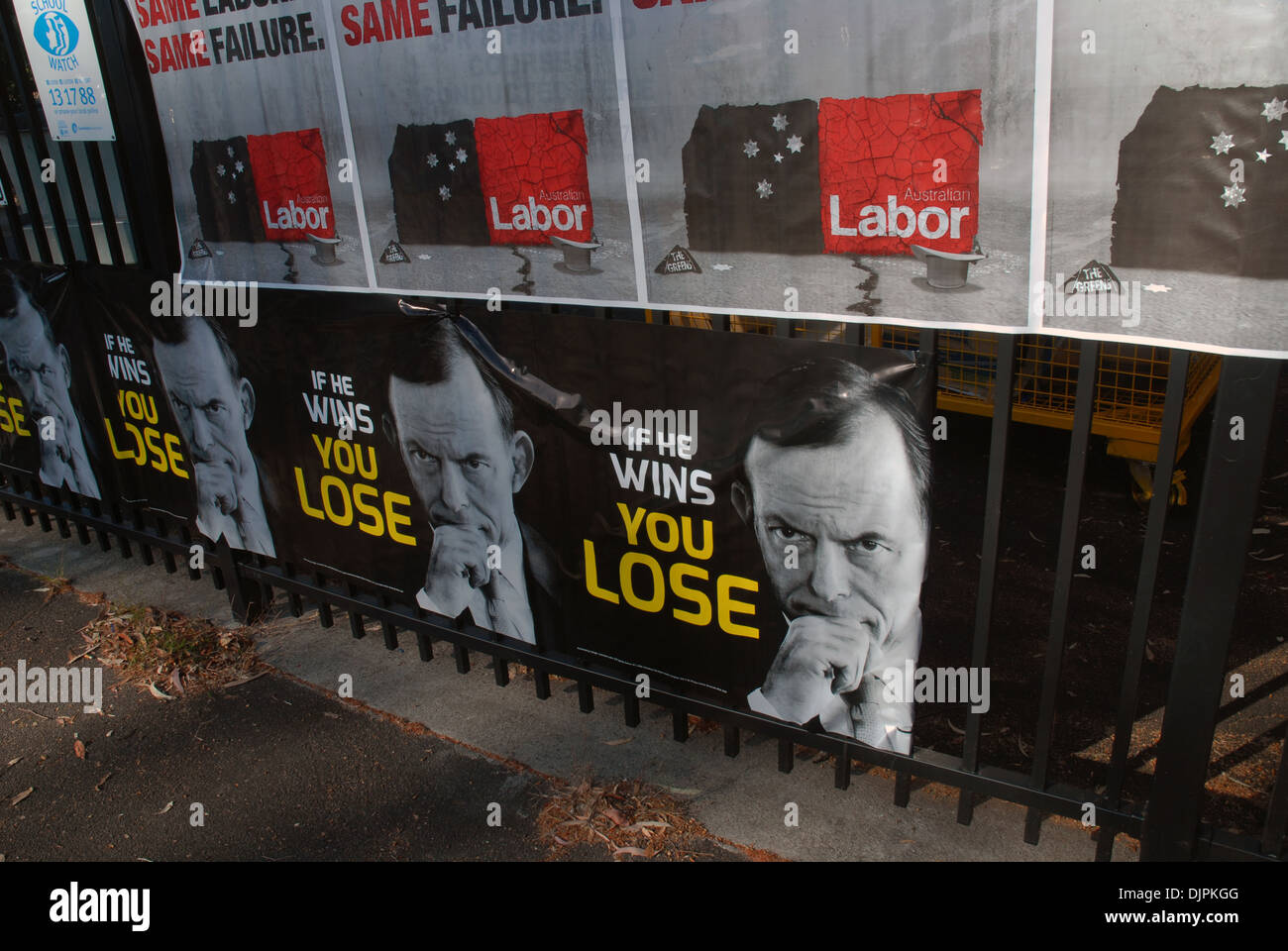 Election posters outside Helensvale High School as part of Australian ...