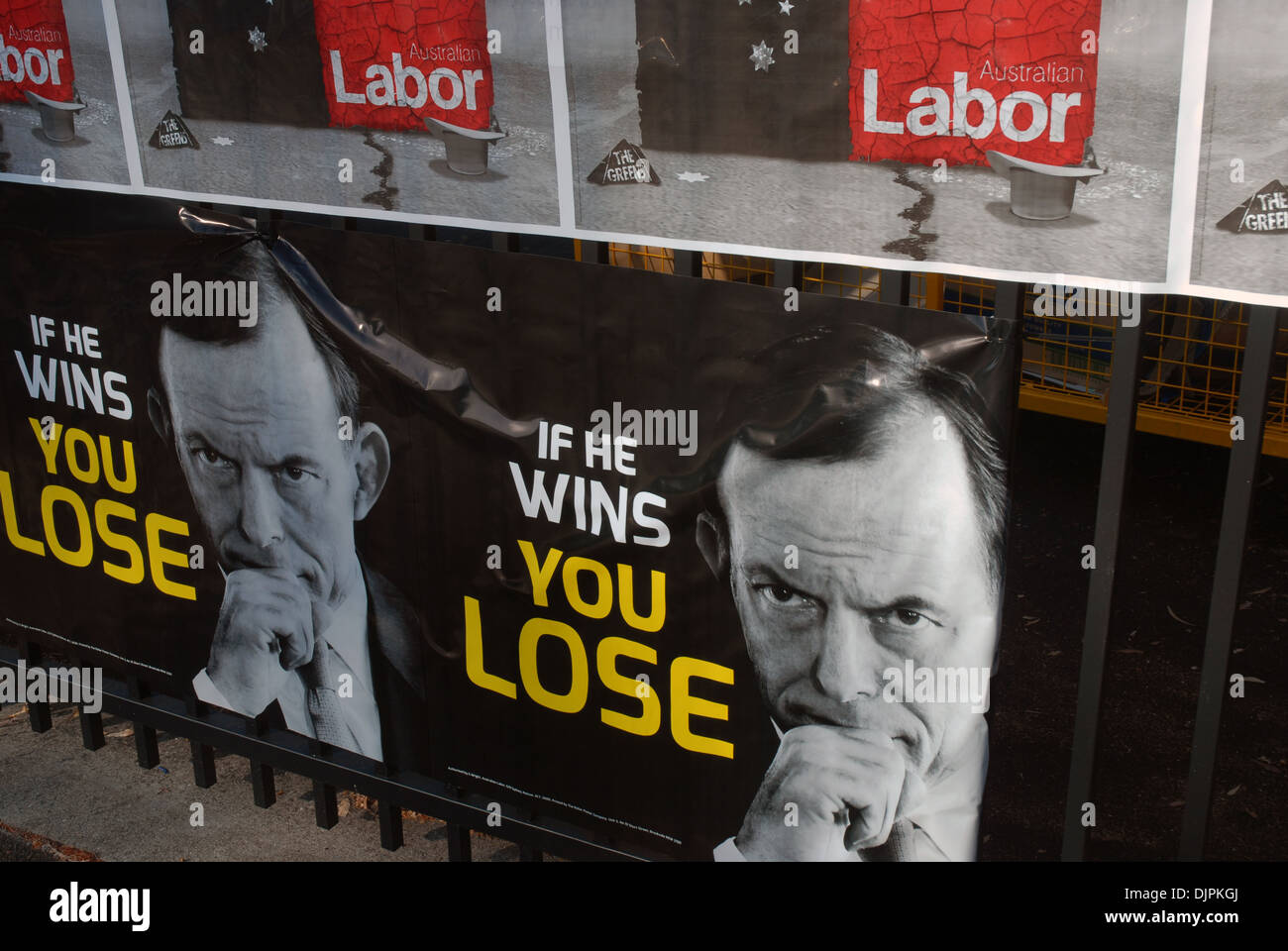 Election posters outside Helensvale High School as part of Australian ...