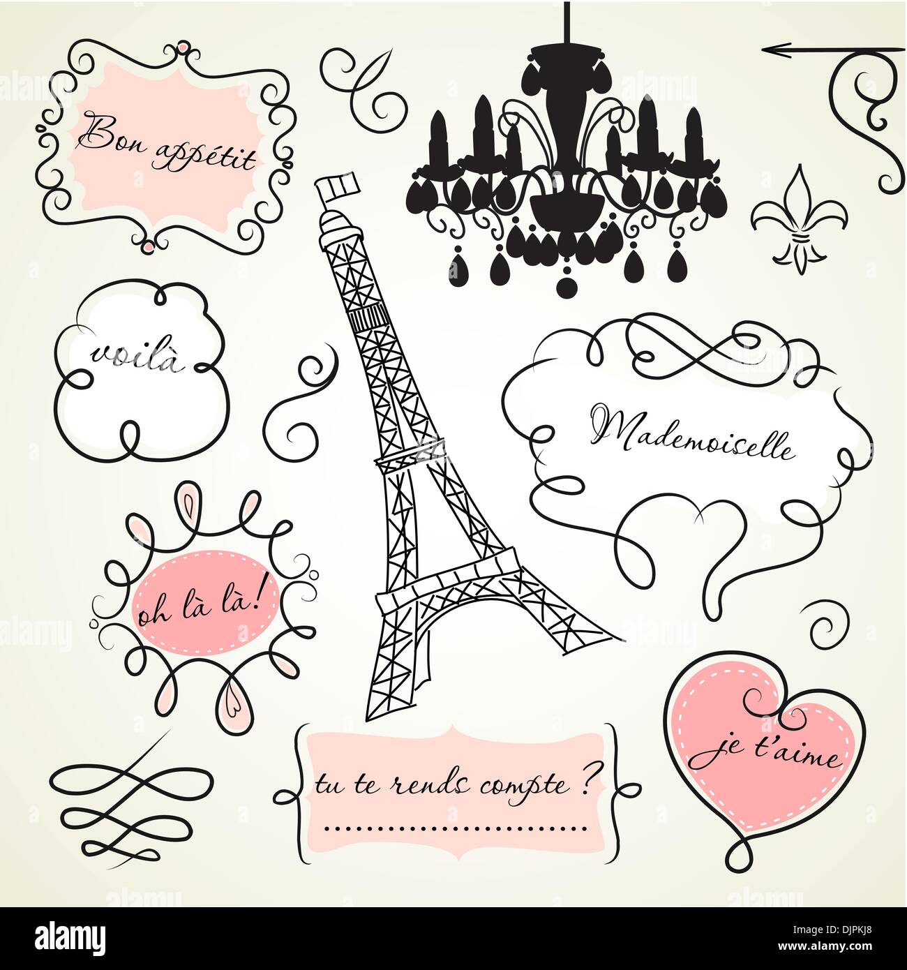 Doodle frames in French style Stock Vector Image & Art - Alamy