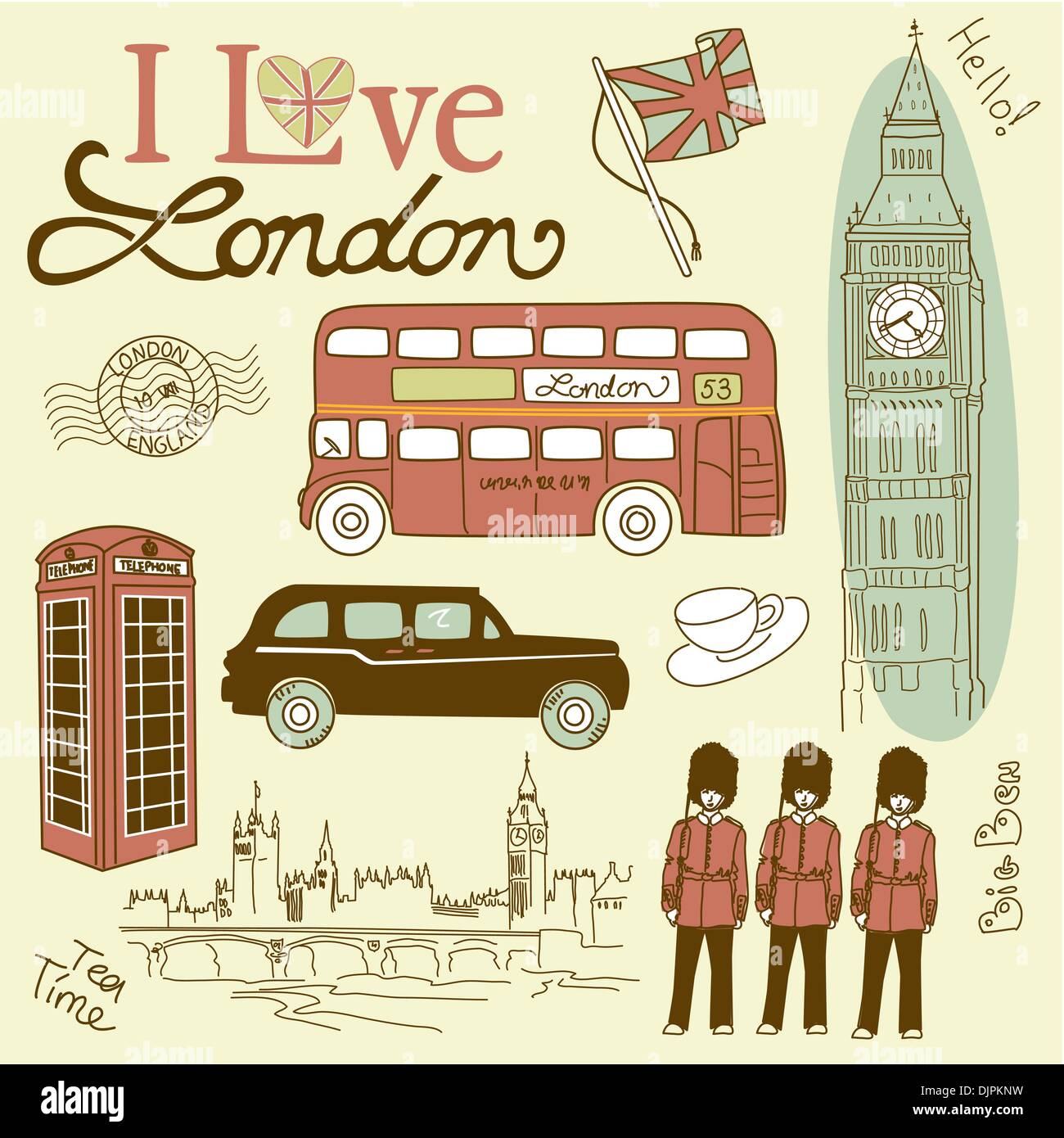 London telephone box sketch hi-res stock photography and images - Alamy
