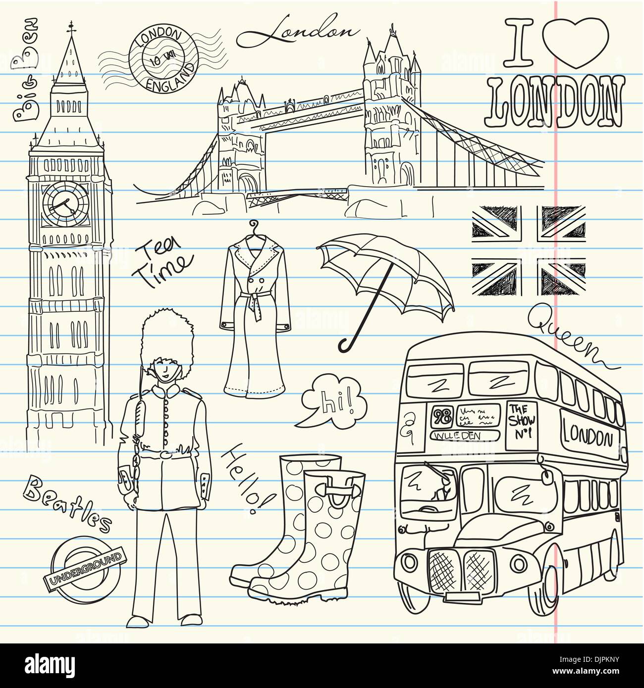 London doodles in the sketch book Stock Vector Image & Art - Alamy