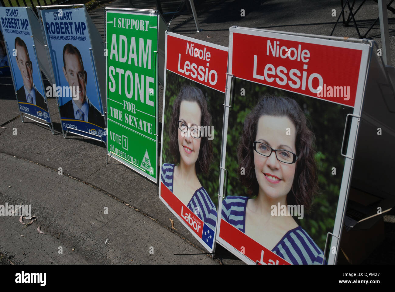 Election posters outside Helensvale High School as part of Australian ...