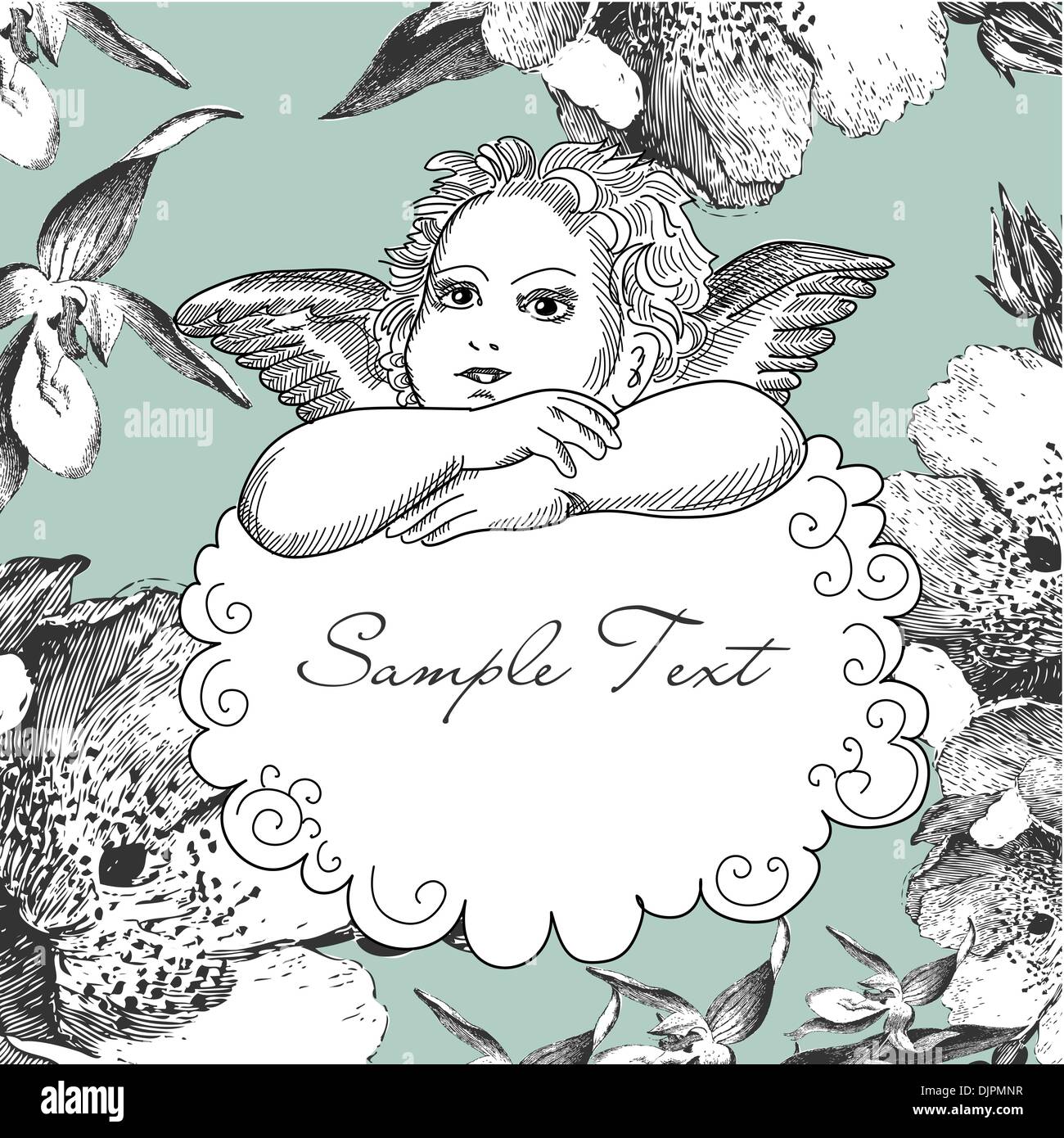 Engraving angel Stock Vector Images - Alamy