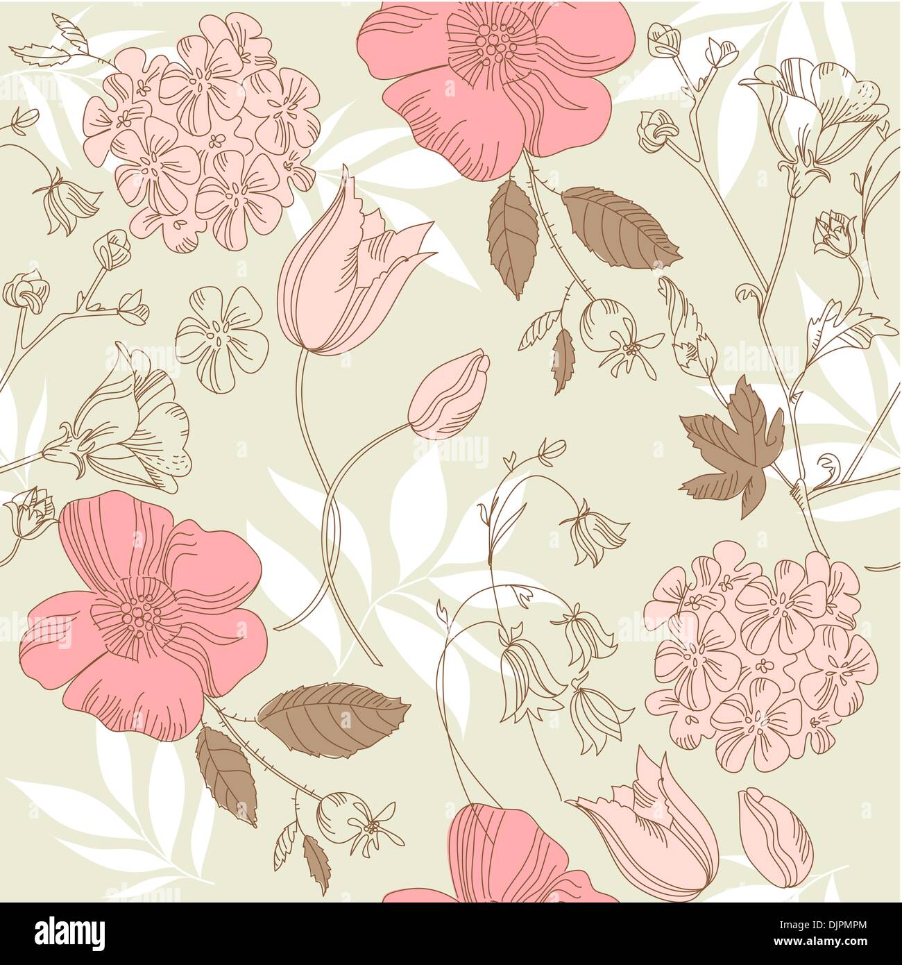 seamless vintage flower pattern, floral vector Stock Vector Image & Art ...