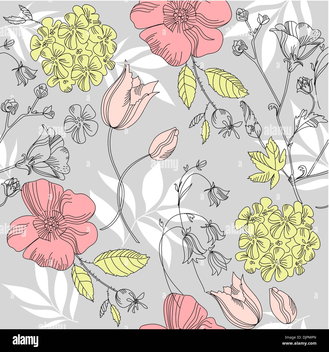 seamless vintage flower pattern, floral vector Stock Vector Image & Art ...