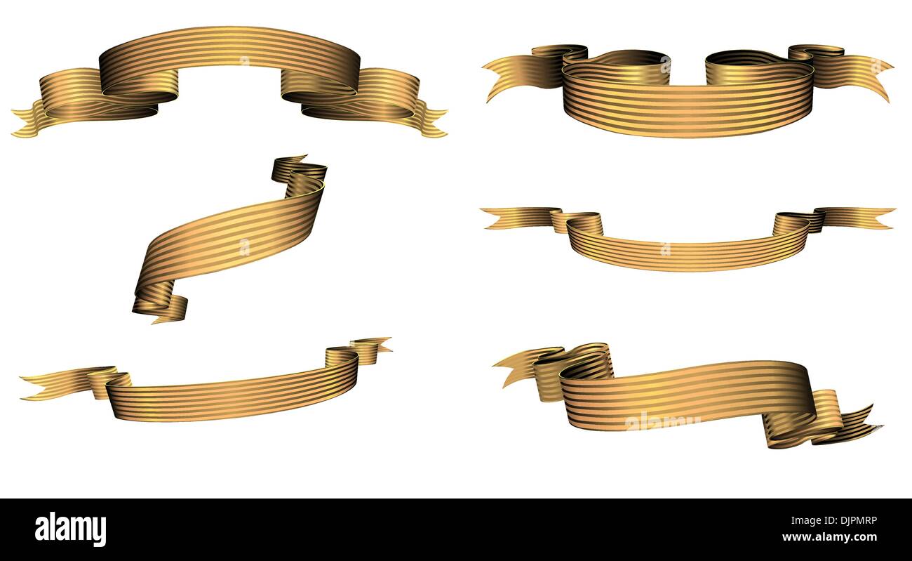 Vector illustration of golden blanked bows, ribbons and banners With ...