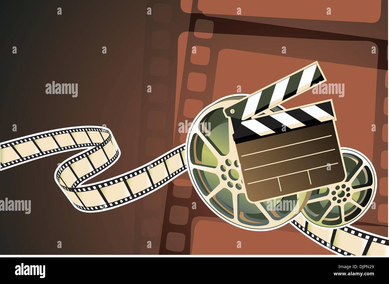 Vector illustration of abstract background with film, clapperboard and ...