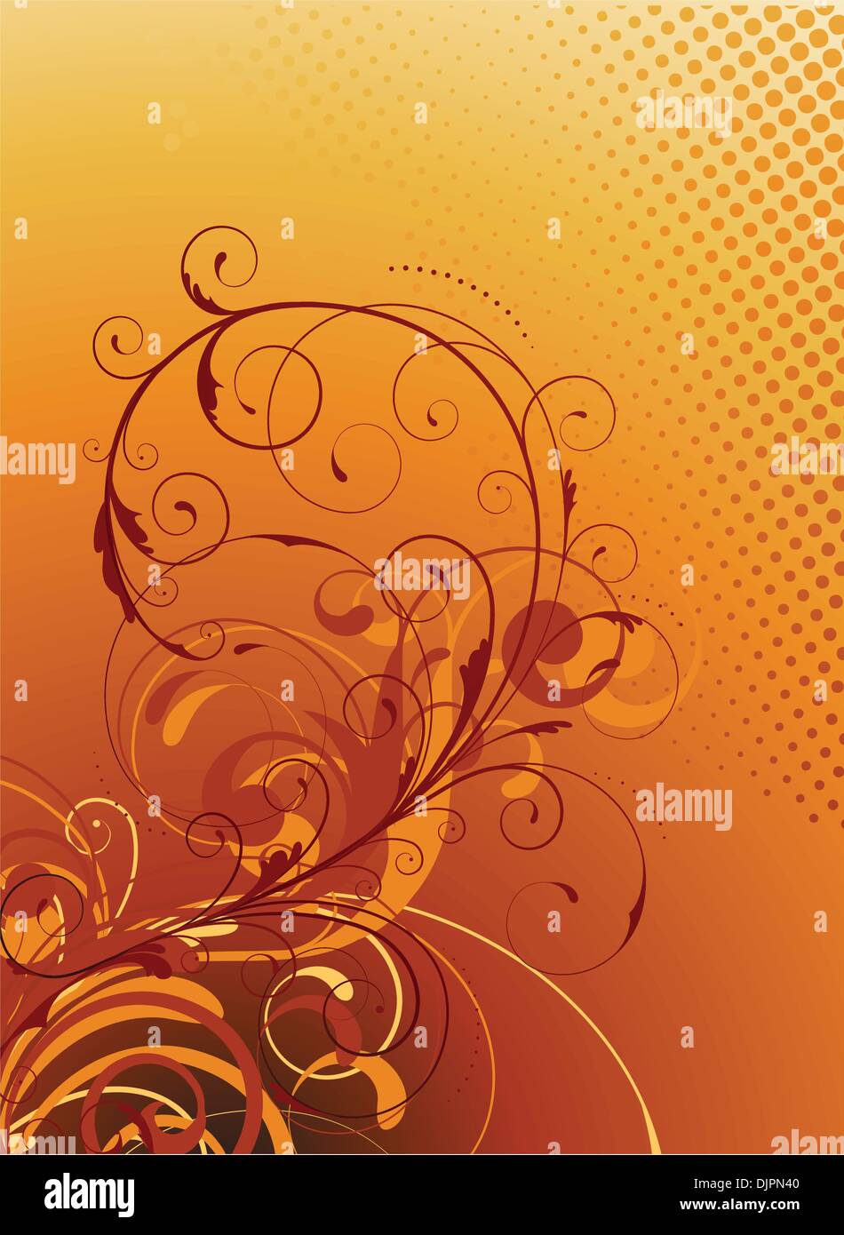 Vector illustration of orange Floral Decorative background Stock Vector ...