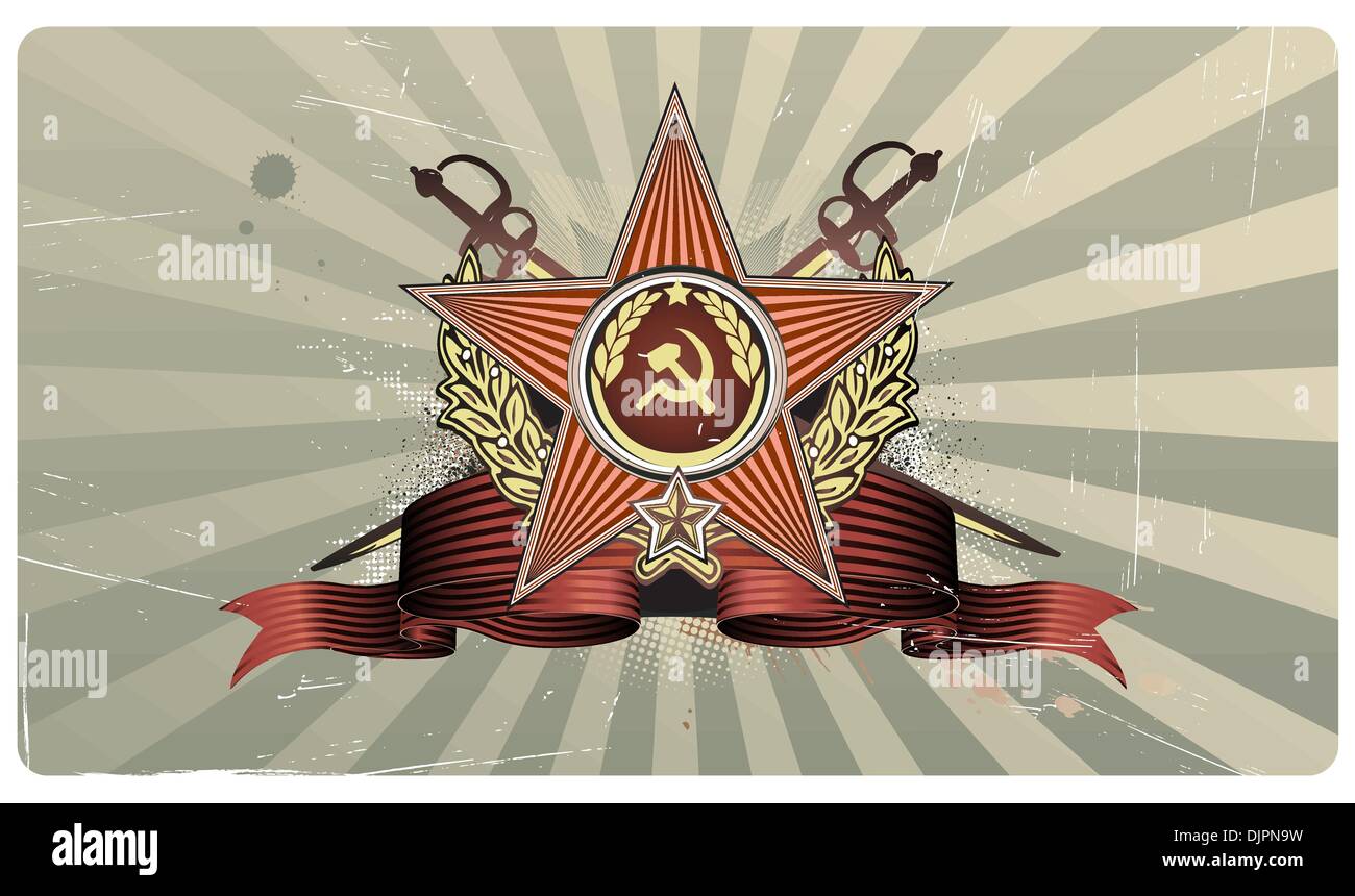 Vector illustration of sovietic star shaped Insignia in vintage style ...