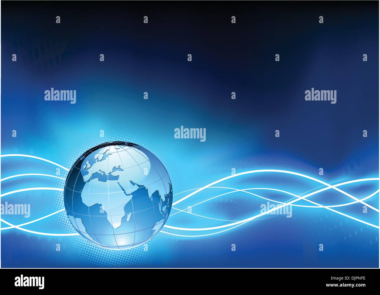 Vector illustration of abstract blue Background with Glossy Earth Globe ...