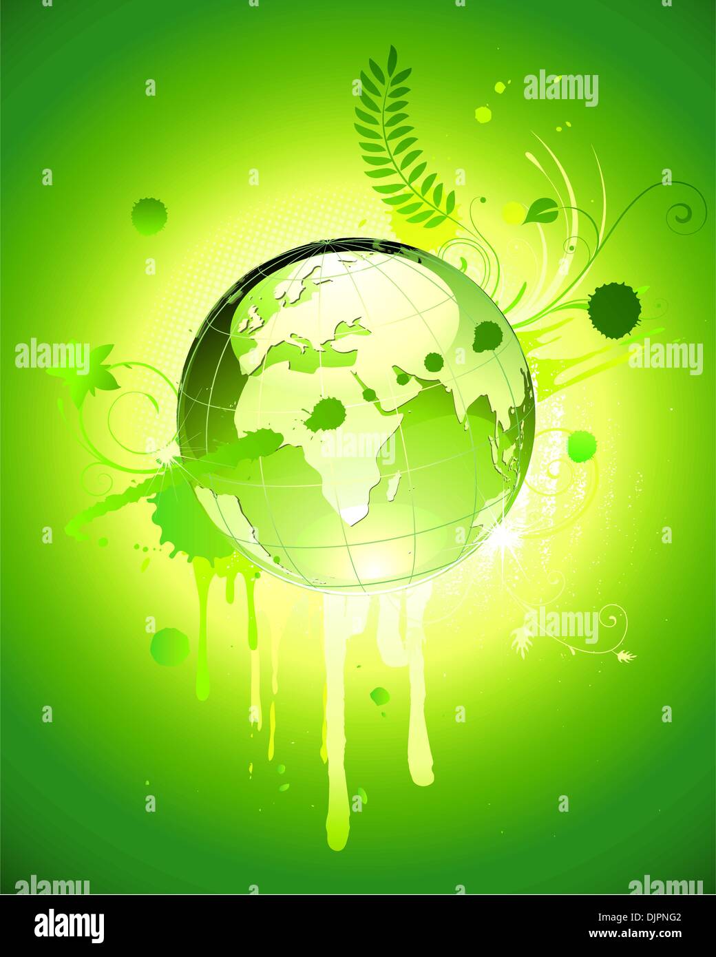 Vector illustration of abstract green Background with Glossy Earth ...