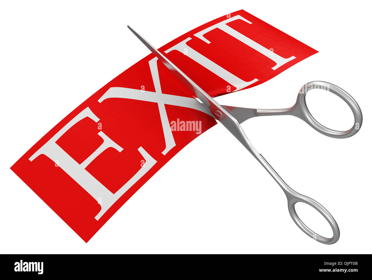 Scissors and Exit (clipping path included Stock Photo - Alamy