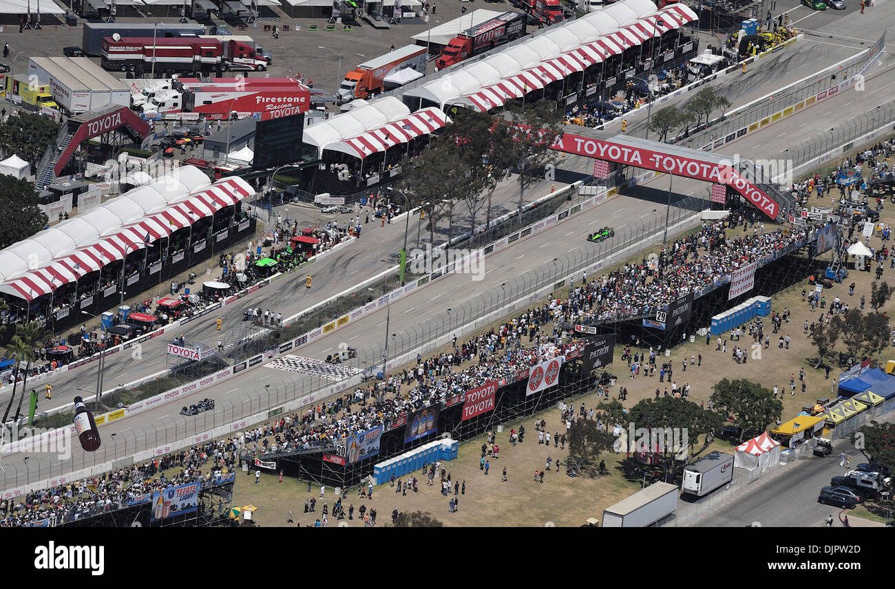 LONG BEACH, CALIF. -- Aerial view of the Indy Car race during the ...