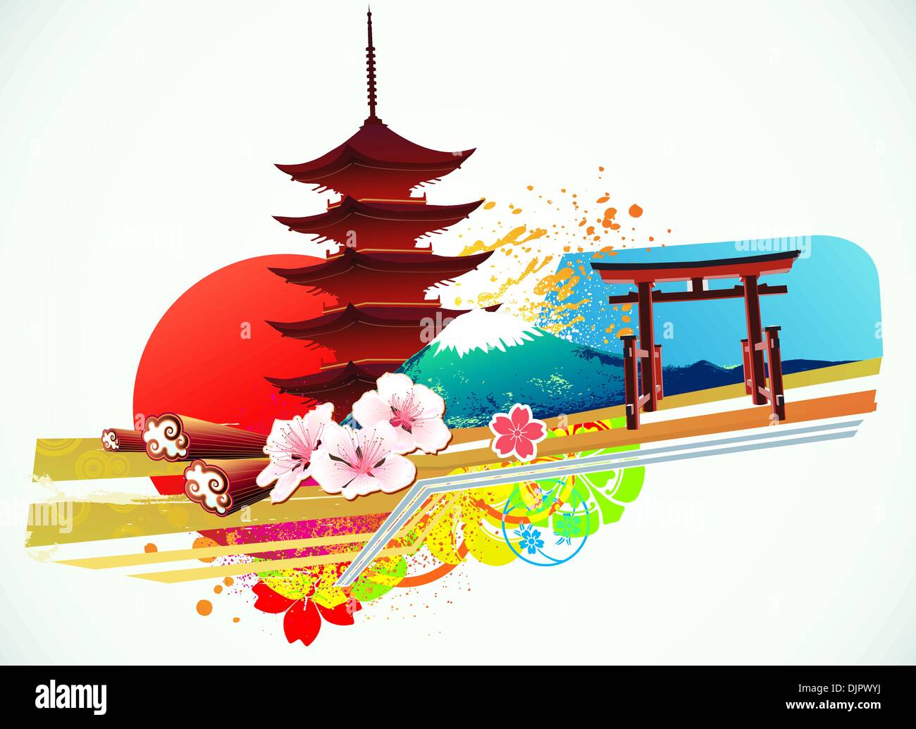 Vector illustration of abstract styled Decorative Traditional Japanese ...