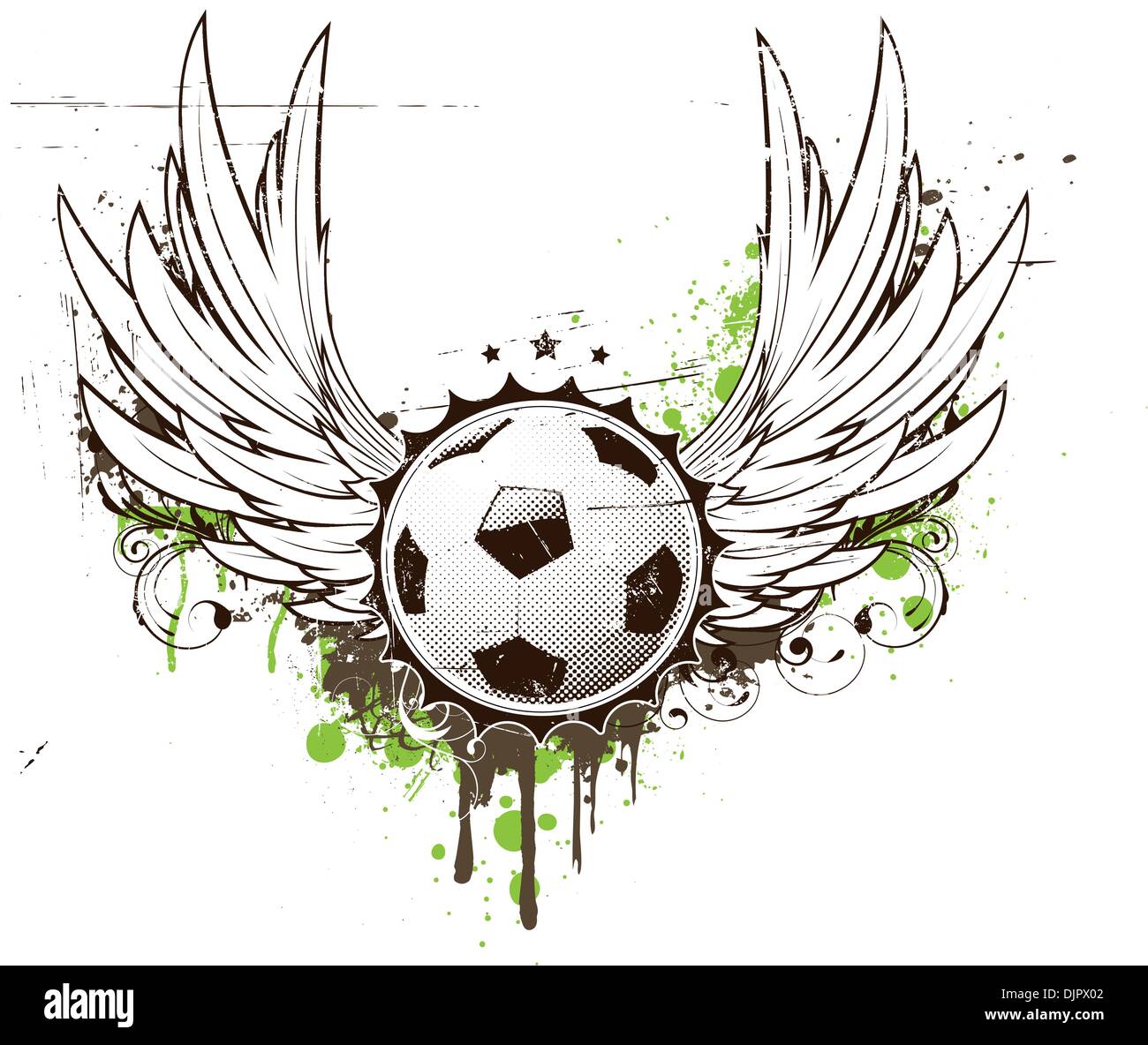 Vector illustration of grunge football insignia or badge with two wings ...