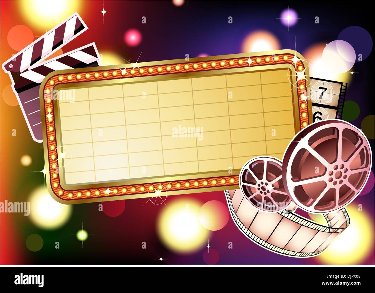 Vector illustration of retro illuminated Movie marque Blank sign Stock Vector Image & Art - Alamy