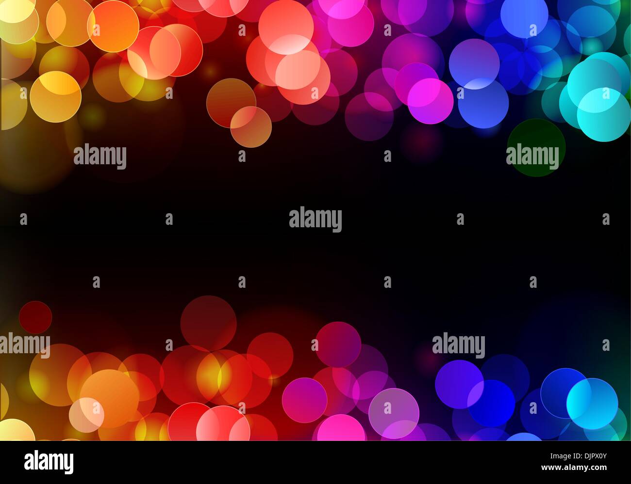 Vector illustration of blurred neon disco light dots pattern on dark ...