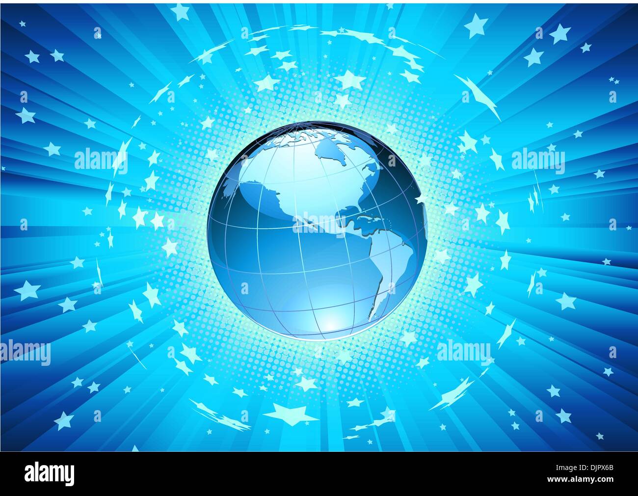 Vector illustration of abstract blue Background with Glossy Earth Globe ...