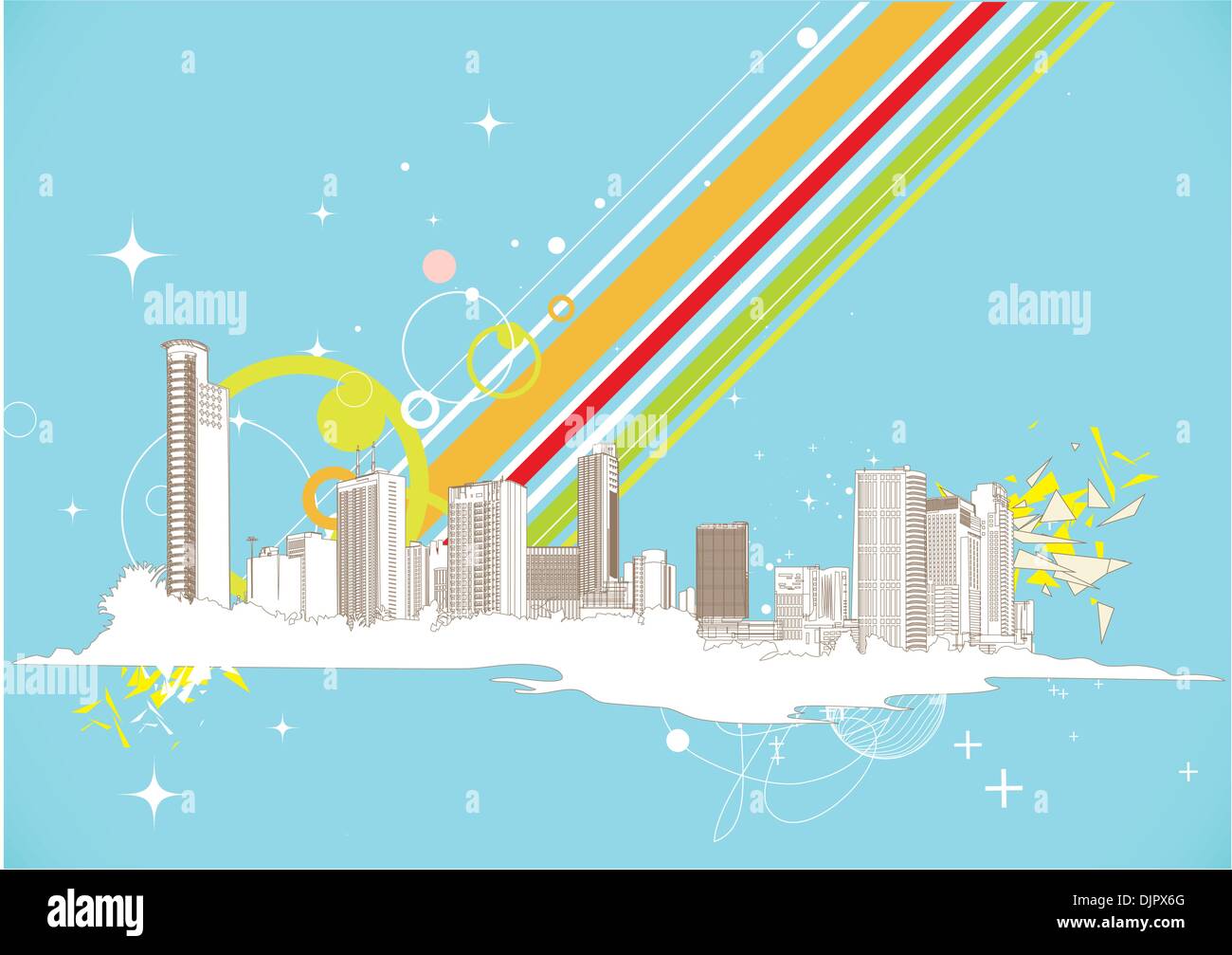 Vector illustration of retro abstract urban background Stock Vector ...