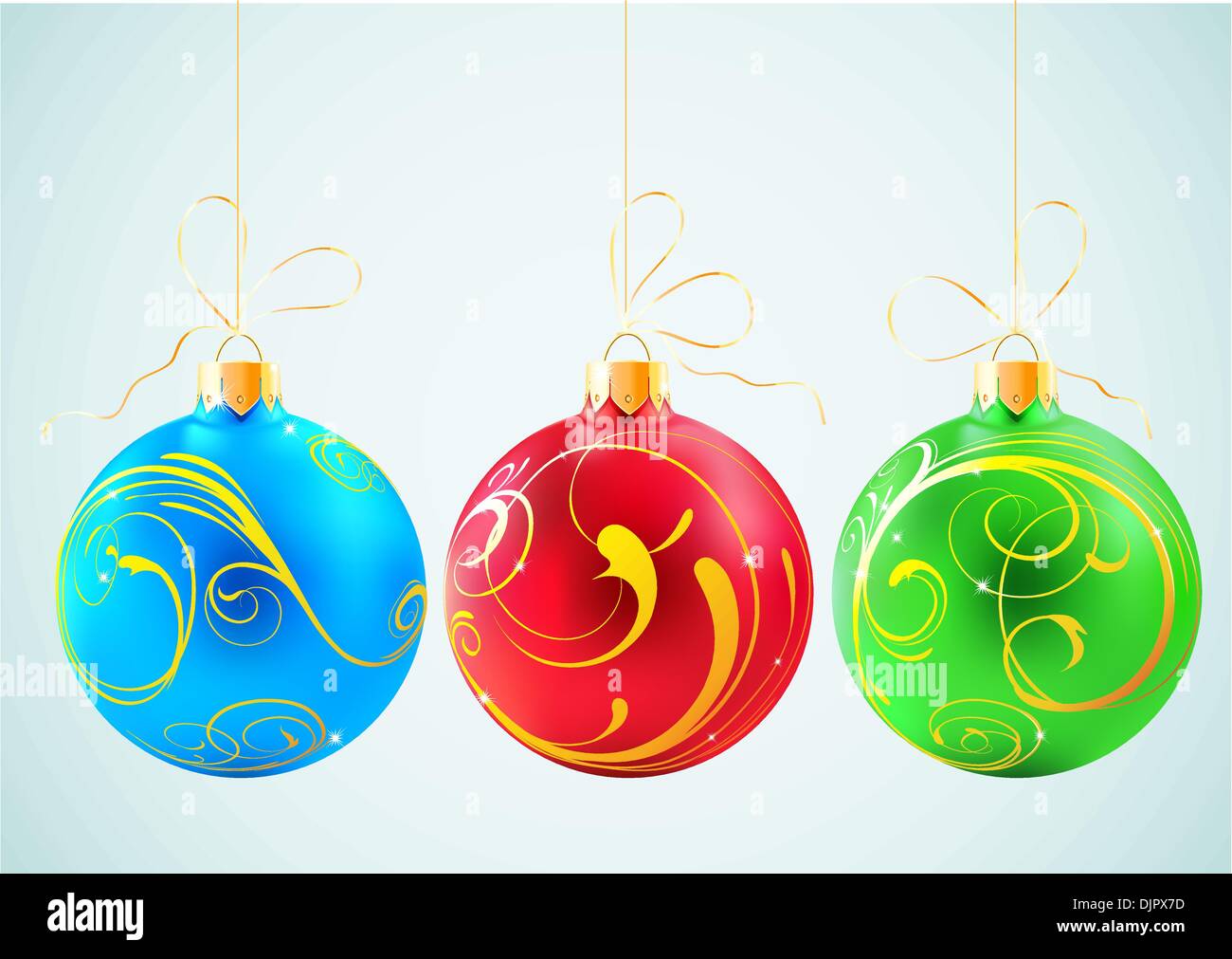 Vector illustration of colored collection of hanging shiny christmas ...