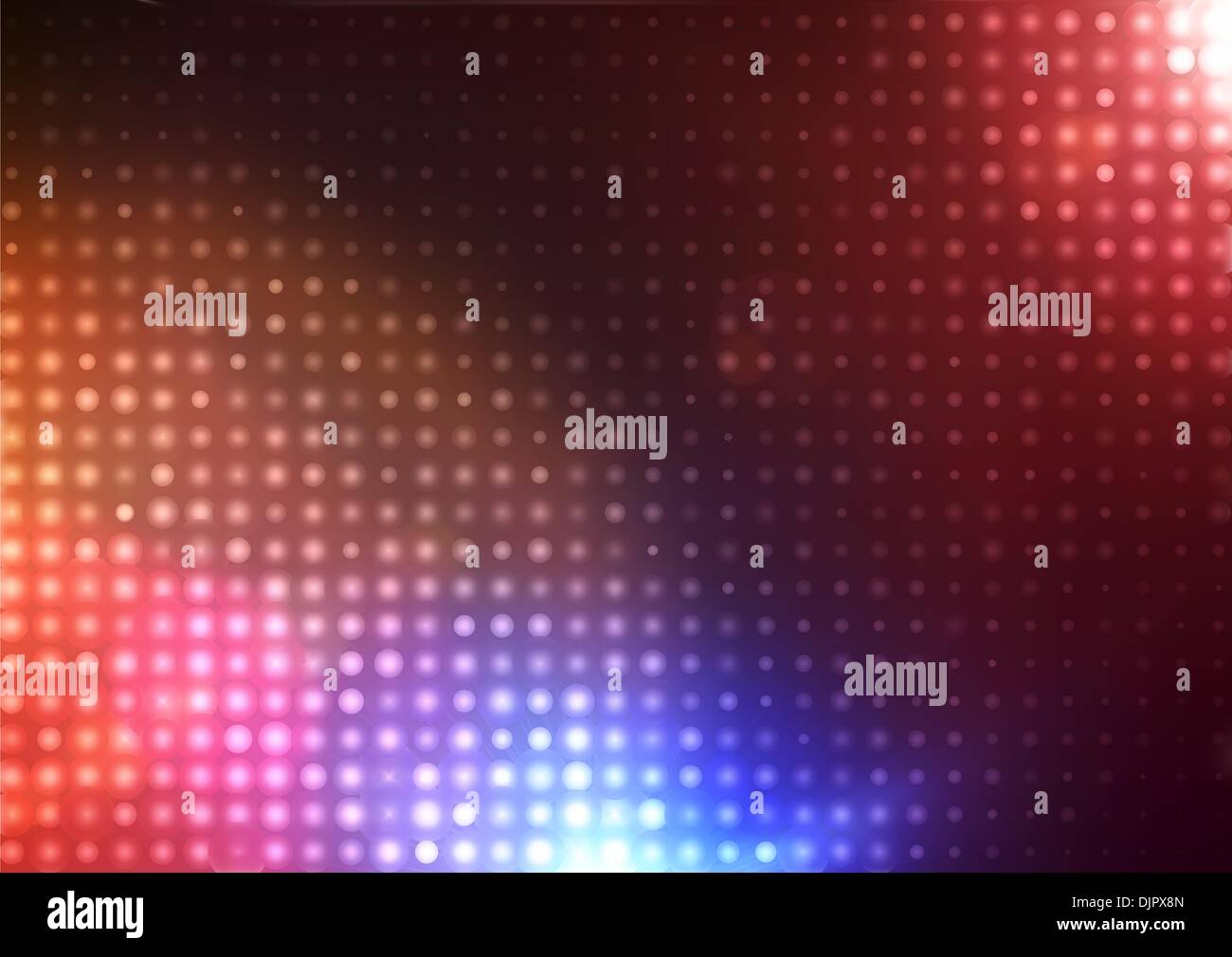 Vector illustration of disco lights dots pattern on red background ...
