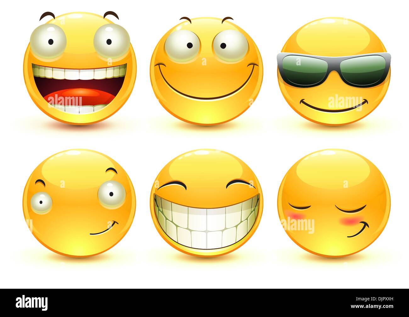 Vector illustration set of cool glossy Single Emoticons Stock Vector ...