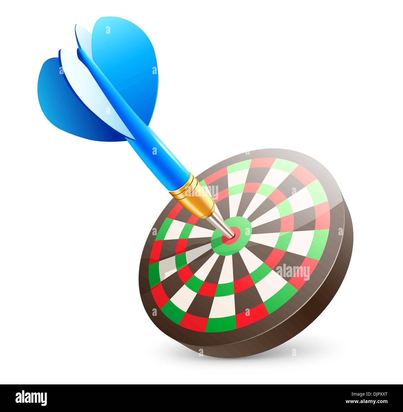 Vector illustration of blue dart hitting in the center of the target ...