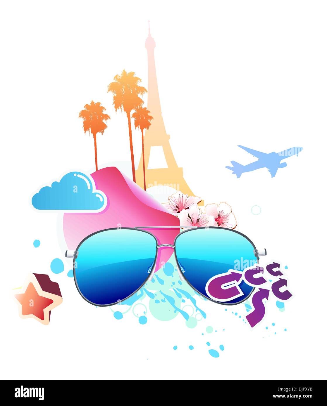 Vector illustration of funky abstract summer background Stock Vector ...