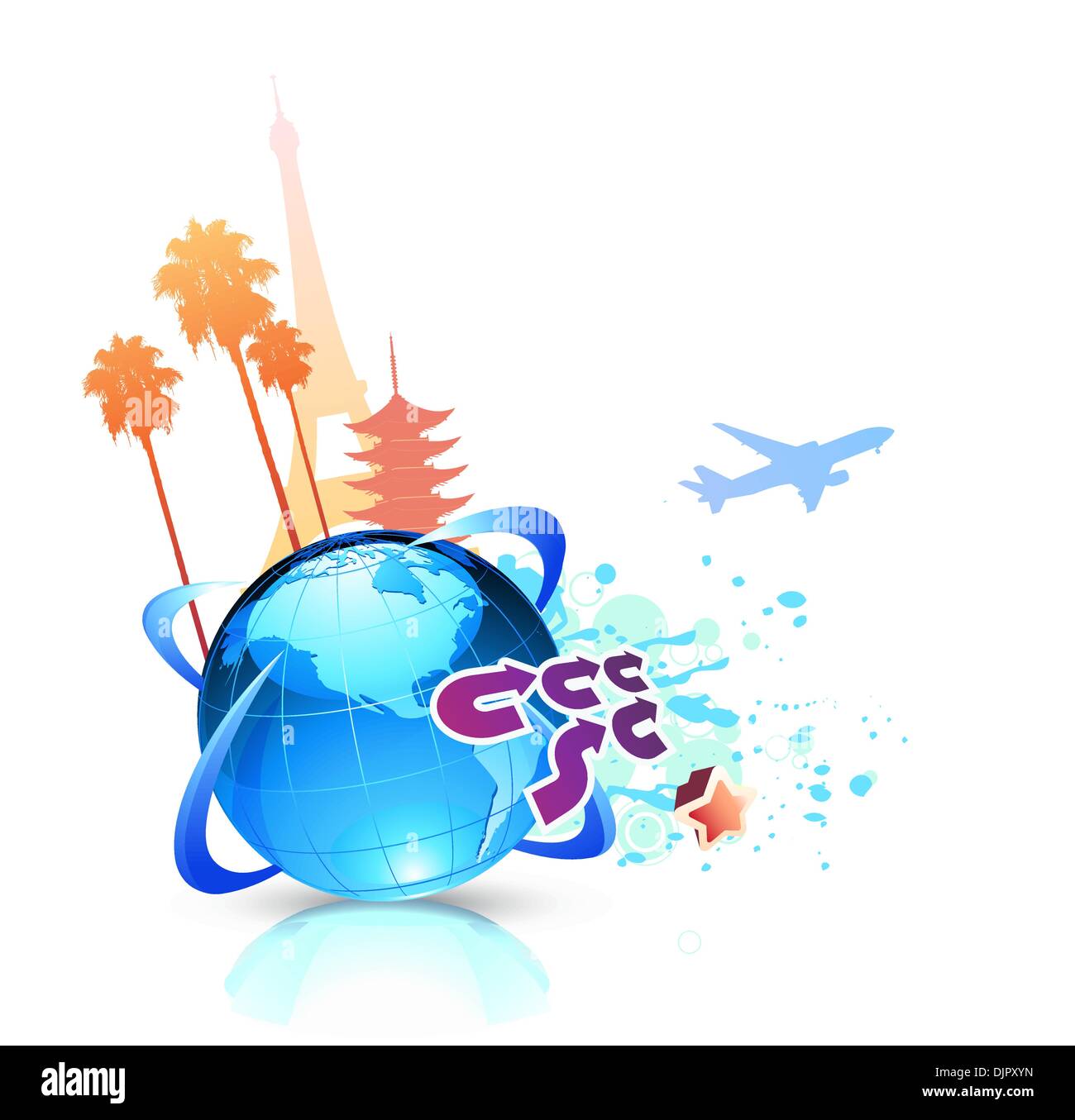 Vector illustration of funky abstract summer travel background Stock ...
