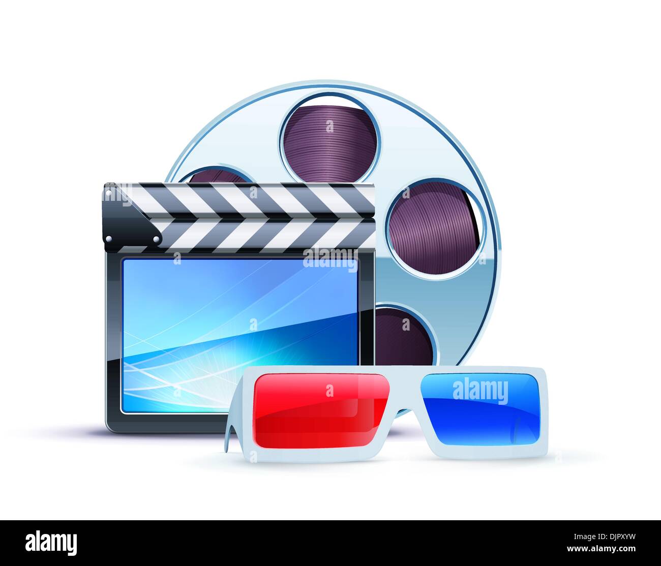 Vector illustration of cinema background with 3d anaglyph glasses ...