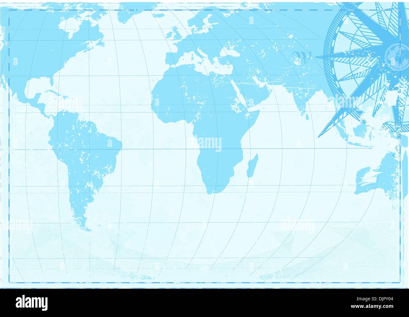 Vector illustration of blue grunge background with Vintage word map and ...