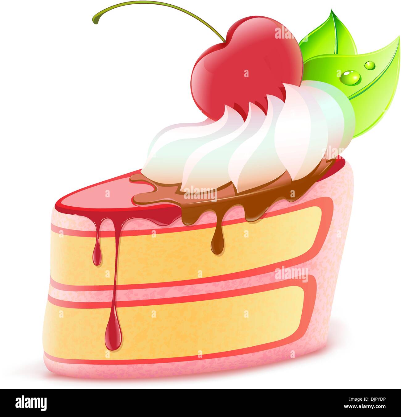 Vector illustration of stylized piece of delicious cake dessert with ...